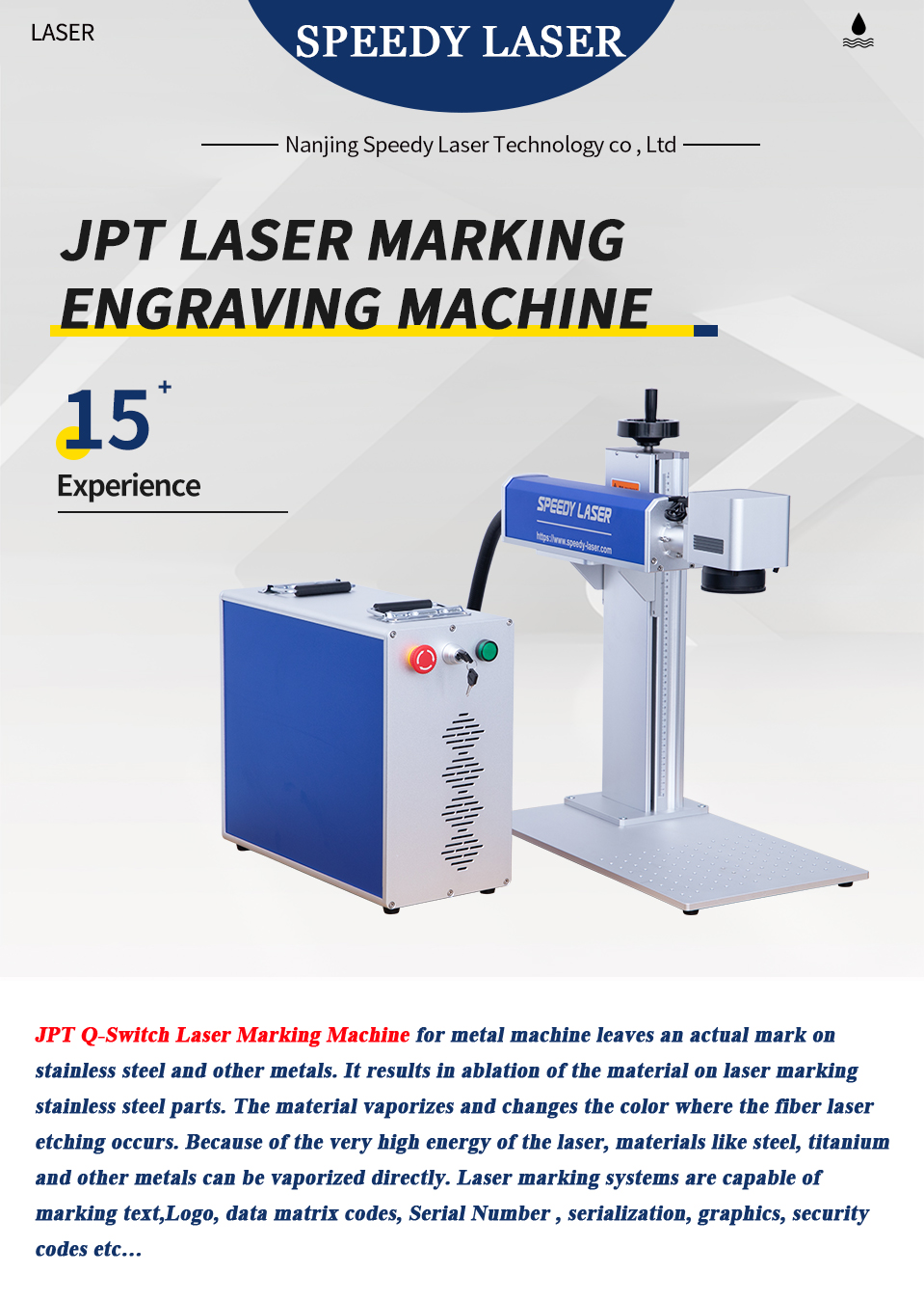 Speedy Laser JPT 50W Fiber Laser Engraving Marking Machine from China ...